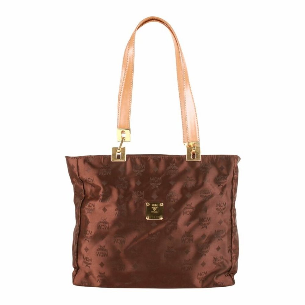 Authentic Mcm Logos Pattern Shoulder Tote Bag Brown - Gem